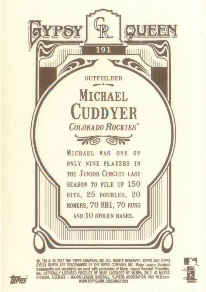 Michael Cuddyer 2012 Topps Gypsy Queen MLB Baseball Card #191 Colorado ...