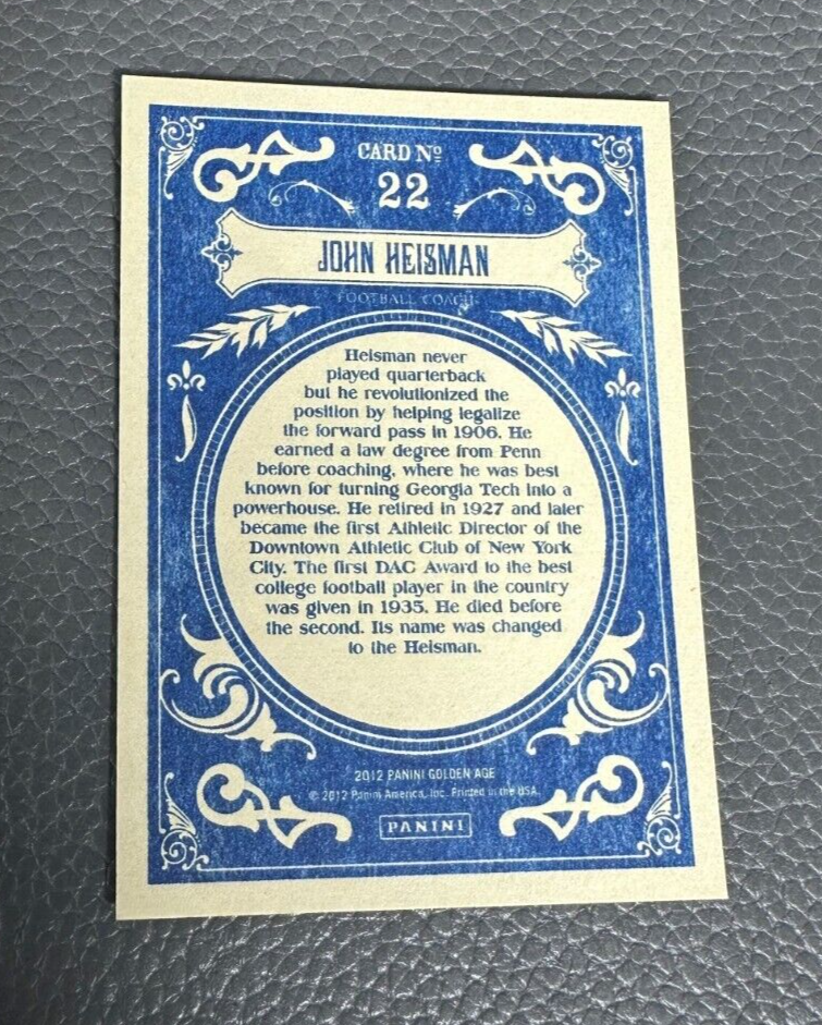 John Heisman #22 2012 Panini Golden Age Football Coach | eBay