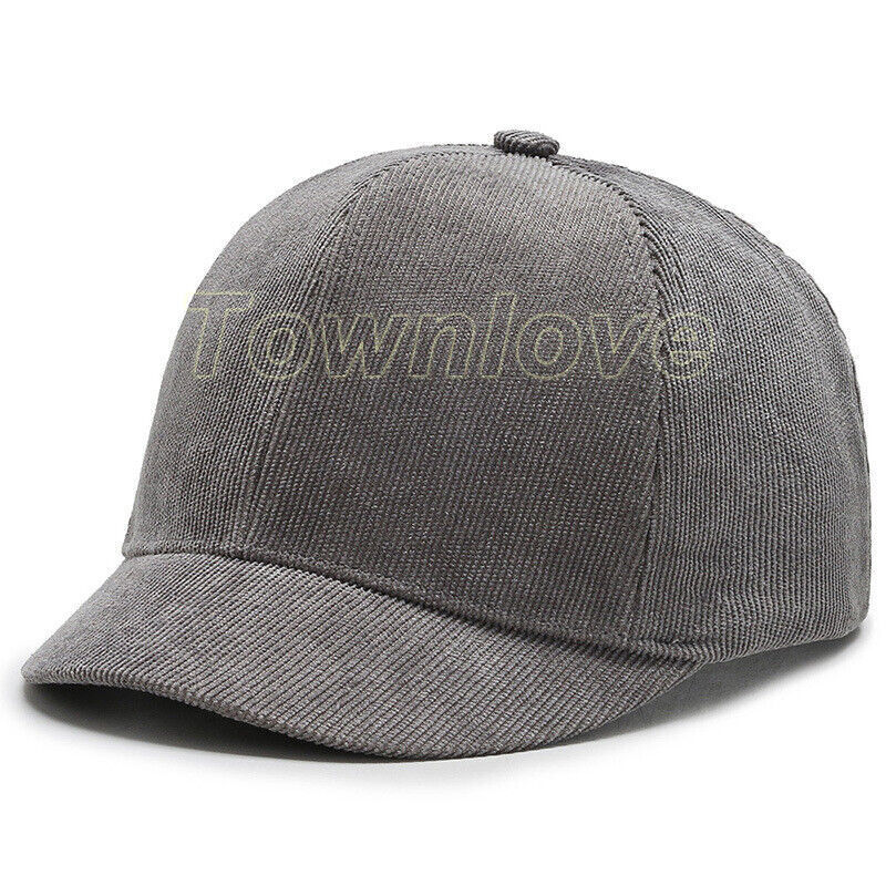 Men Womens Corduroy Caps Short Brim Baseball Hat Casual Sport ...