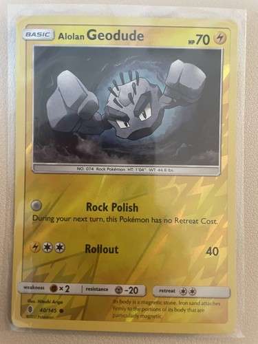 Pokémon TCG Alolan Geodude Guardians Rising 40/145 Reverse Holo Common ...