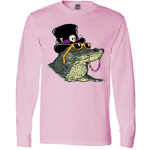 Inktastic Mardi Gras VooDoo Gator Long Sleeve T-Shirt Nola Beads ...