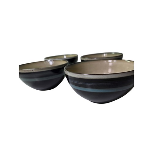 Set of 4- GIBSON ELITE Brown Everton Teal Stoneware Heavy Cereal Soup ...