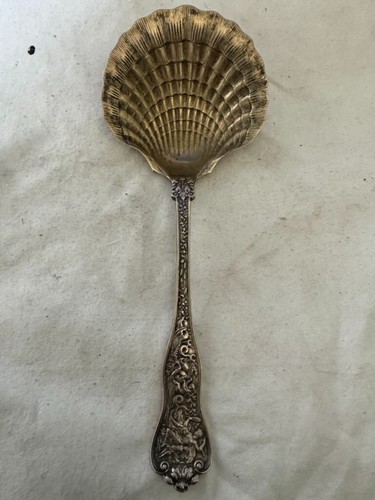 TIFFANY & Co OLYMPIAN Sterling Silver Gold Wash Clam Shell Berry Spoon ...
