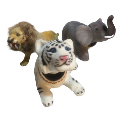 Vintage Flocked Lion Elephant And Tiger Bobble Head | eBay