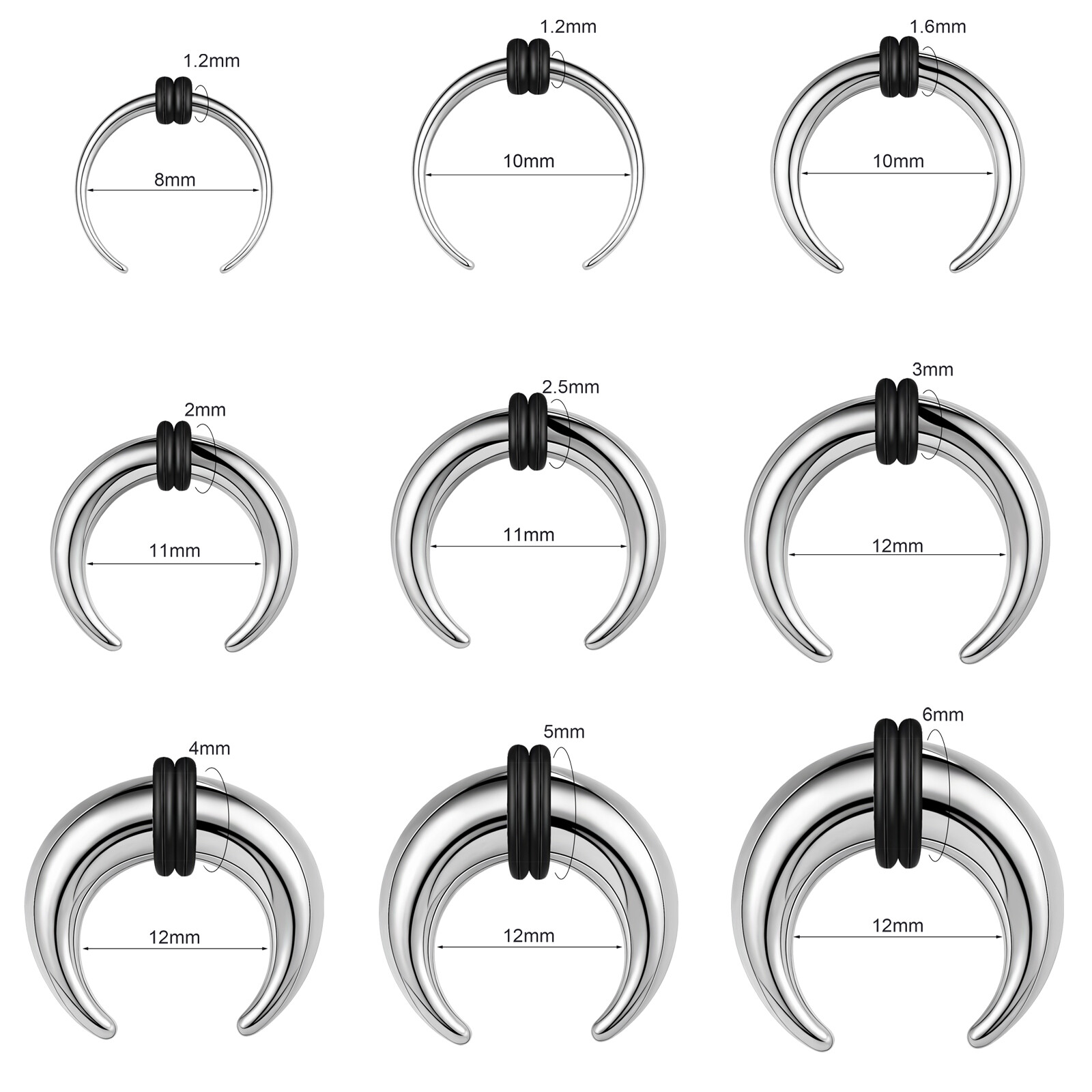 1 Pc Surgical Steel Septum Rings Buffalo Septum Pincher Tapers Nose Ear ...