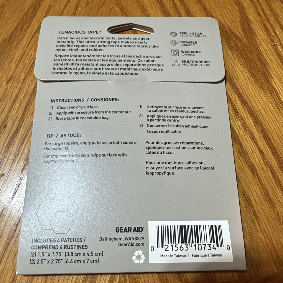 Gear Aid Tenacious Tape Peel And Stick Outdoor Gear Repair Patch 10734 ...