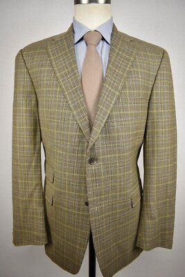 Austin Reed London Brown/Green Plaid Wool Two Button Sport Coat Size ...