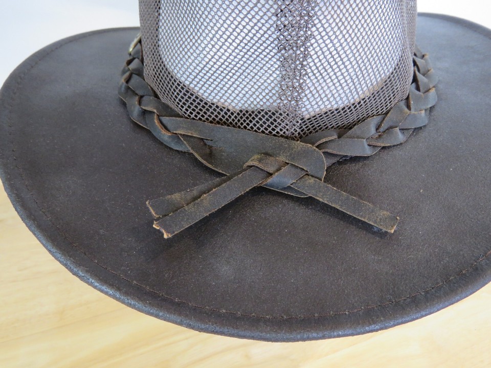 Jacaru Australia XL Swagman Bushman Brown Leather Braided Head Band Hat ...
