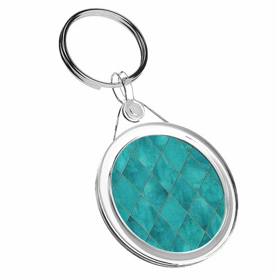 1 x Watercolor Argyle Teal Blue Tiles - Keyring IR02 Mum Dad Birthday ...