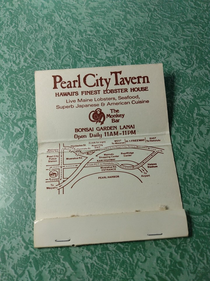 Vintage Matchbook Collectible Ephemera B27 Pearl City Hawaii monkey ...