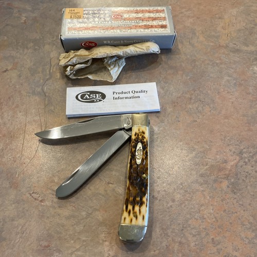 Case xx Knives Amber Bone Seed Jig Trapper 00164 Pocket Knife NOS- 6254 ...