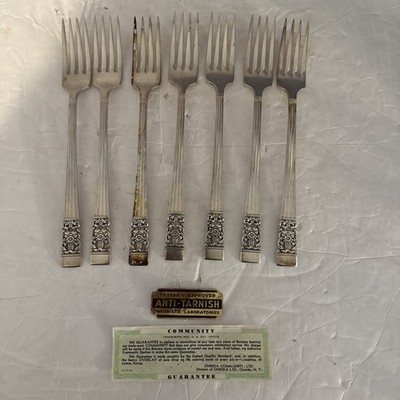 Oneida Coronation Set of 7 Grille Forks Community Silverplate Flatware ...