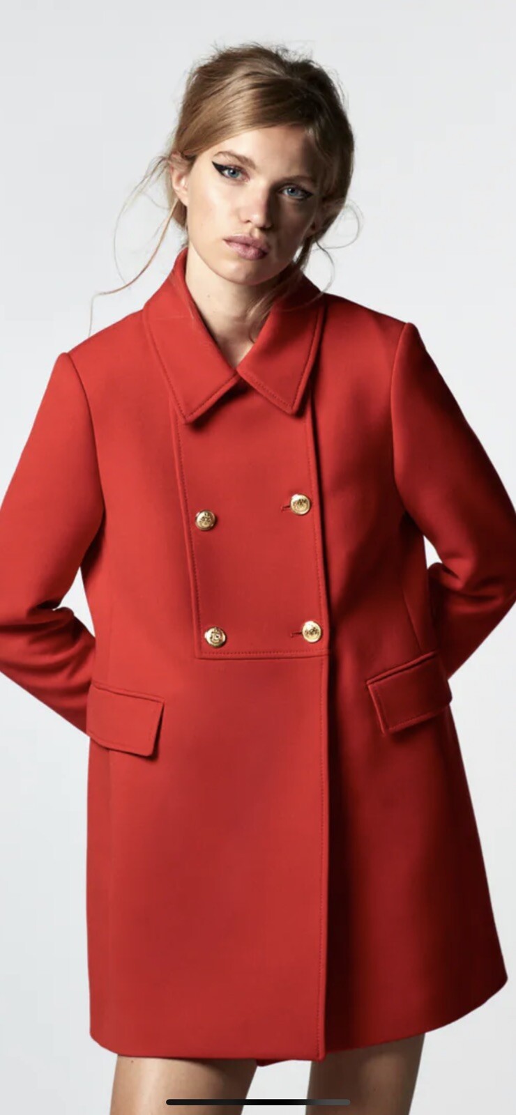 100% Authentic ZARA Red Buttoned Tailored Coat Size: S | eBay