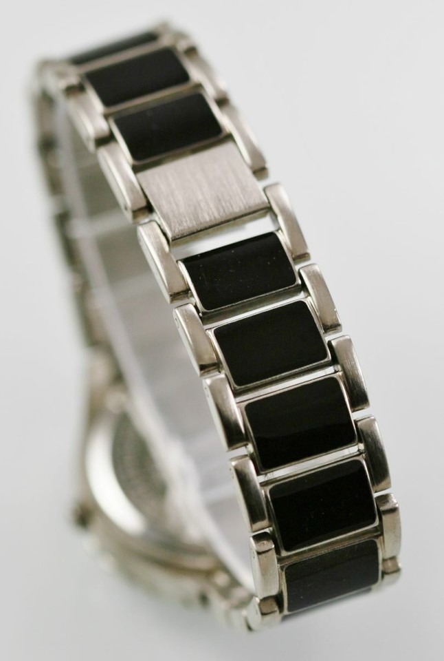 Mudd Watch Womens Stainless Steel Silver Black Plastic Water Resistant ...