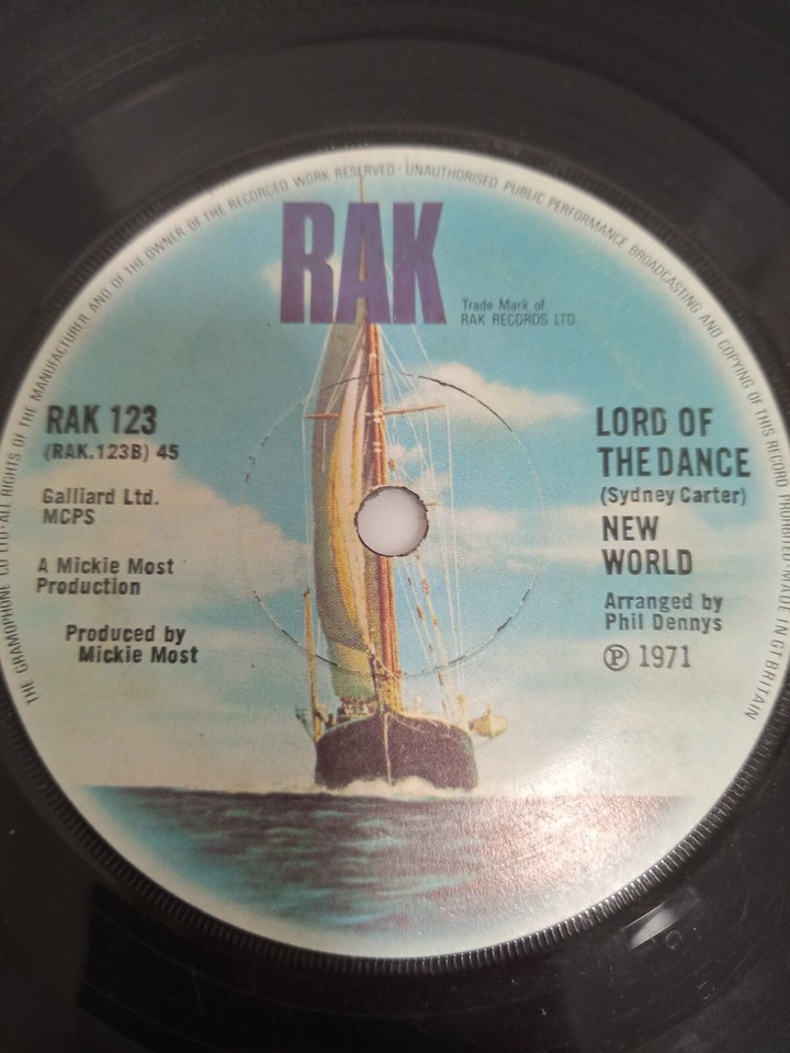 New world - Kara Kara/Lord of the dance on RAK label. Original record ...