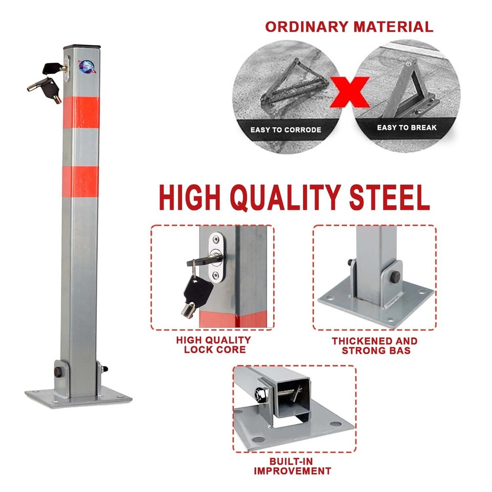 Folding Locking Parking Bollard Post Barrier Security Driveway Car Park ...