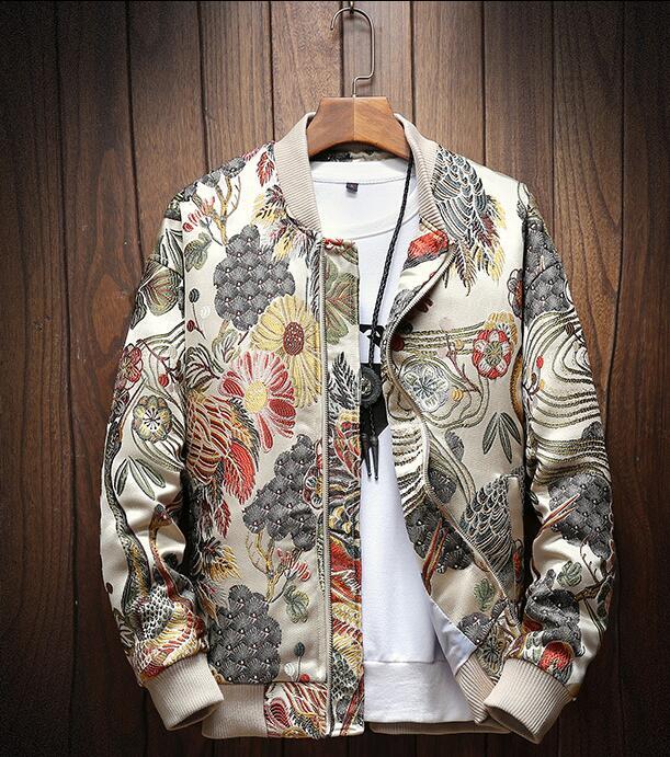 Japanese Mens Embroidery Jackets Coats Streetwear Baseball Tops ...