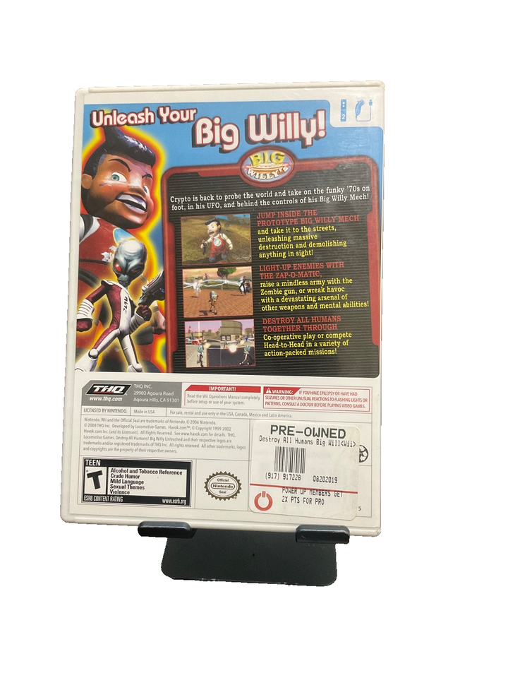 Destroy All Humans: Big Willy Unleashed - Nintendo Wii 785138301365| eBay