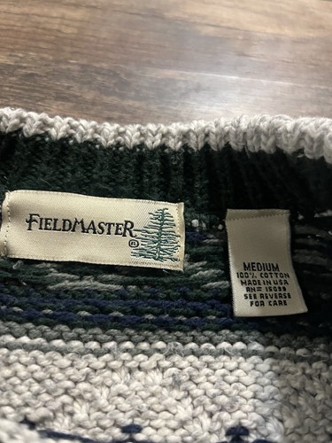 VTG Fieldmaster Sweater Men's 100% Cotton Pullover Knit Sweater USA ...