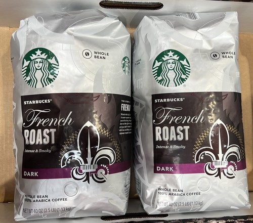 2 x Starbucks French Roast Dark Whole Bean 100% Arabica Coffee 40 oz ...