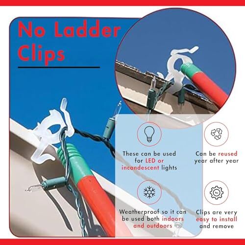 No Ladder 25 Count Clear Gutter and Shingle Clips by Dyno Seasonal ...