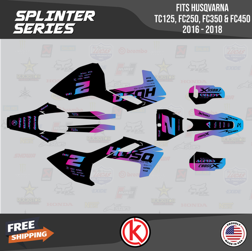 Graphics Kit for Husqvarna TC125 FC250 FC350 FC450 2016-2018 Splinter ...