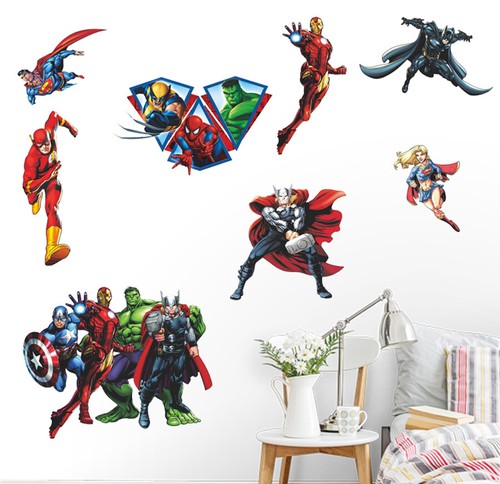 Marvel Avengers Wall Sticker Removable Nursery Decor Vinyl Decal Boys ...