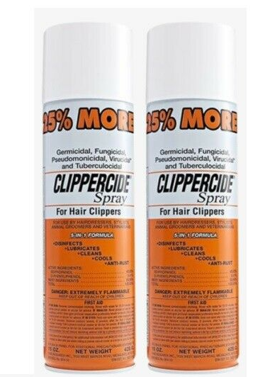 2 Cans Clippercide Cool Hair Clipper Trimmer Disinfectant Spray 15 Oz ...
