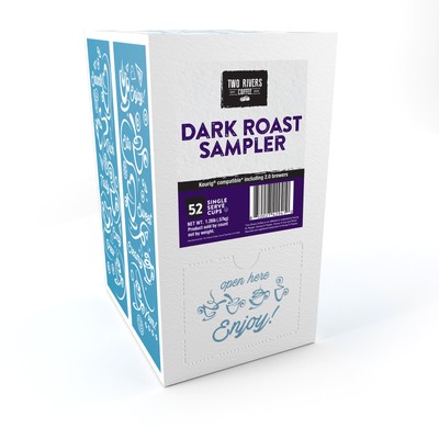 Two Rivers Coffee Variety Dark Roast Coffee Pods K Cup Sampler, 52 ...