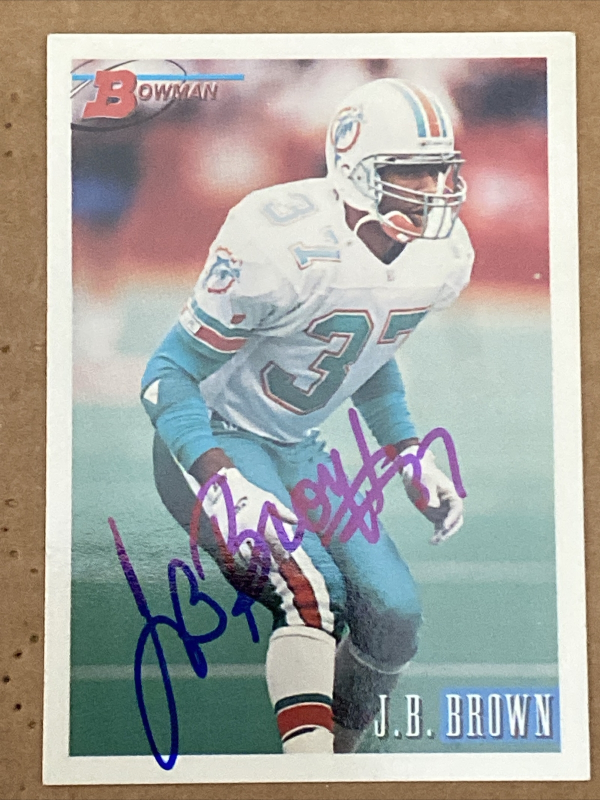 1993 Bowman #231 J.B. Brown AUTOGRAPHED Card MIAMI DOLPHINS | eBay