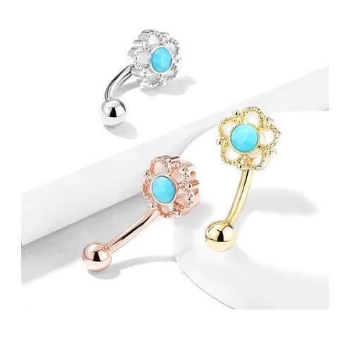 Curved Rook Daith Cartilage Earring, Flower Moon Star Halo Heart ...