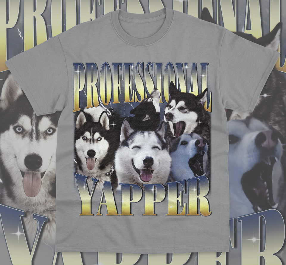 Professional Yapper T-Shirt Funny Meme Dog Husky Lover Graphic Unisex ...