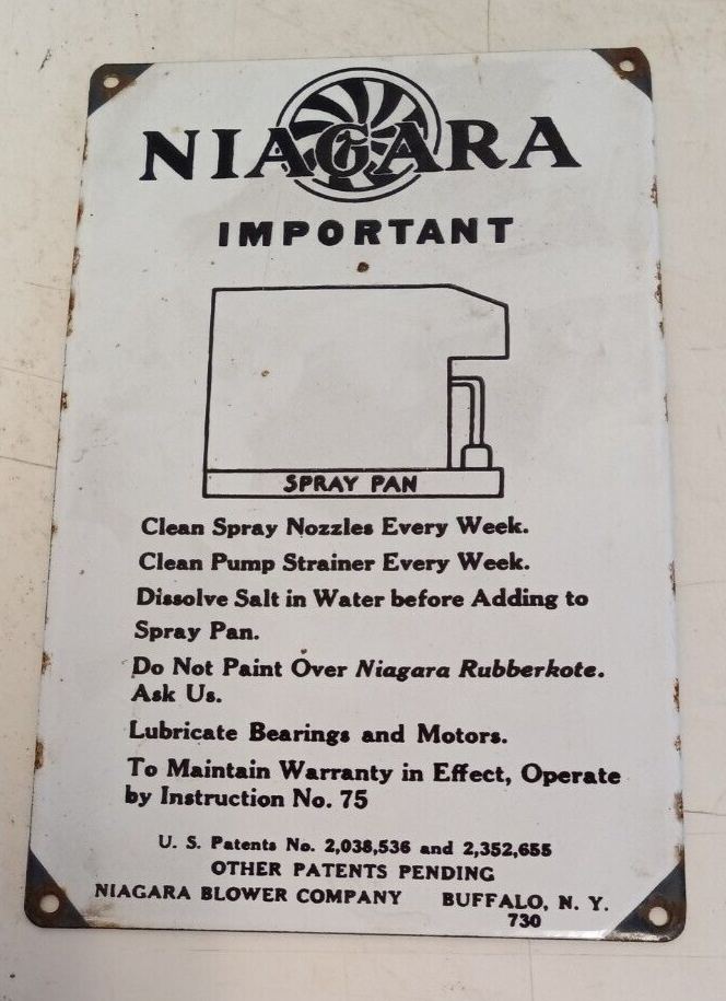 Original Niagara Blower Enamel Metal Sign Spray Equipment Cleaning ...