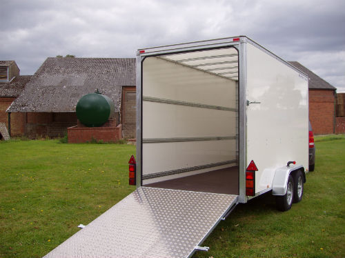 RACE SHUTTLE CLASSIC CAR TRANSPORTER-DANISH TROLLEY BOX VAN TRAILER ...