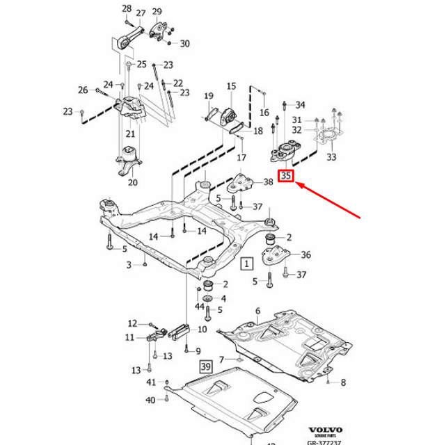 2017 Volvo V60 Diesel Engine Mount Front Upper Left Side 31401307 for ...