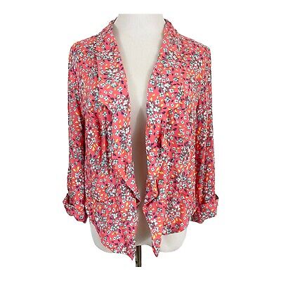 Torrid Pink Floral Blazer Jacket Size 00 M/L Unlined Lightweight | eBay