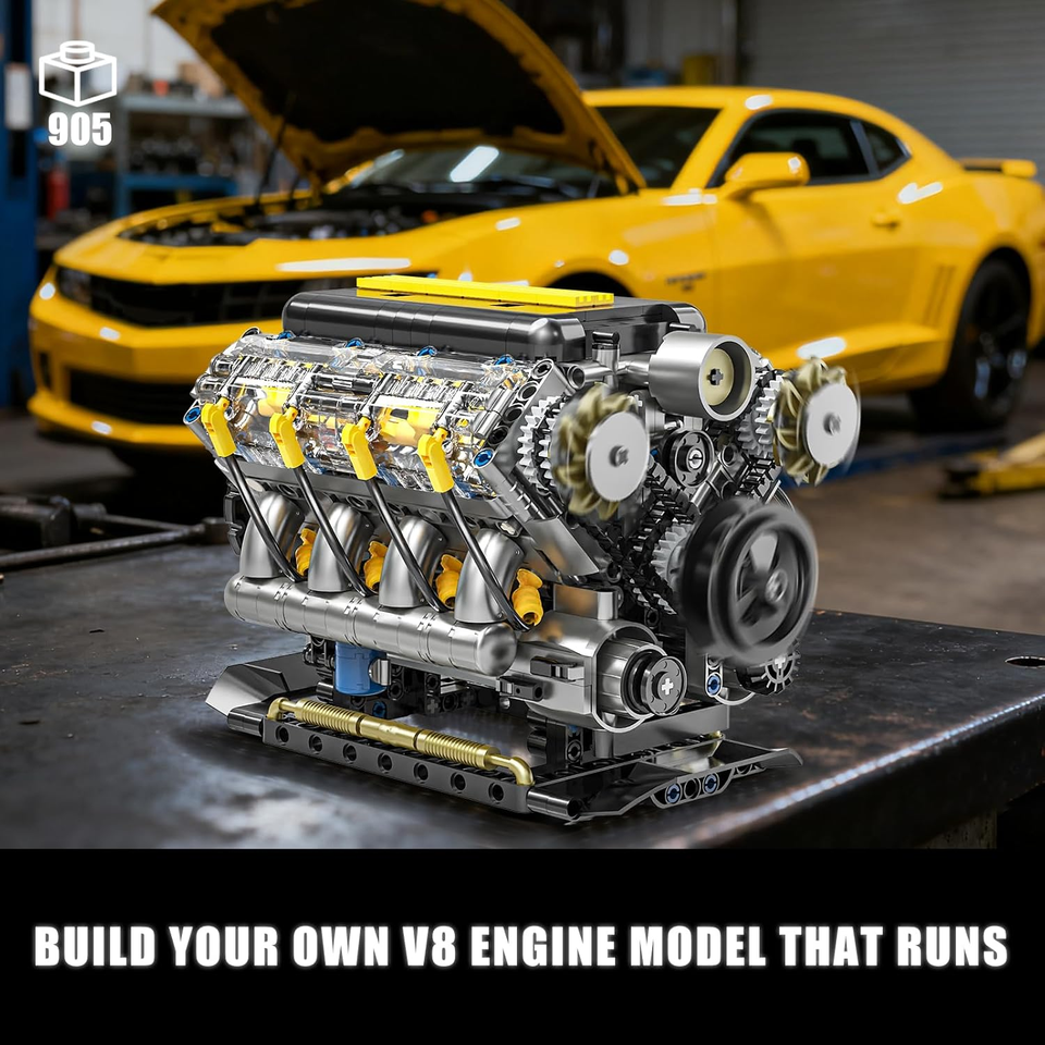 V8 Engine Model Building Kit That Runs - STEM Visible Mini V8 Engine ...
