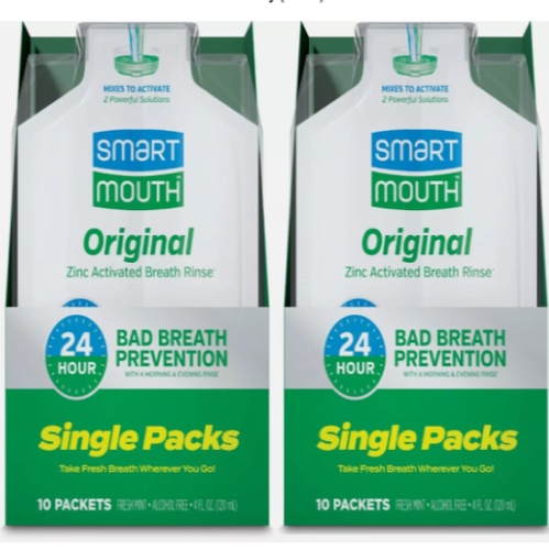 Lot 2 Boxes Smart Mouth Mouthwash Packets Mint Breath Rinse 10 Count ...