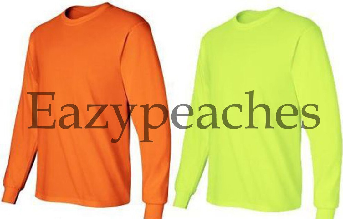 Gildan or Jerzees NEW ANSI Safety Long Sleeve T-Shirt 2400 S-5XL HIGH ...