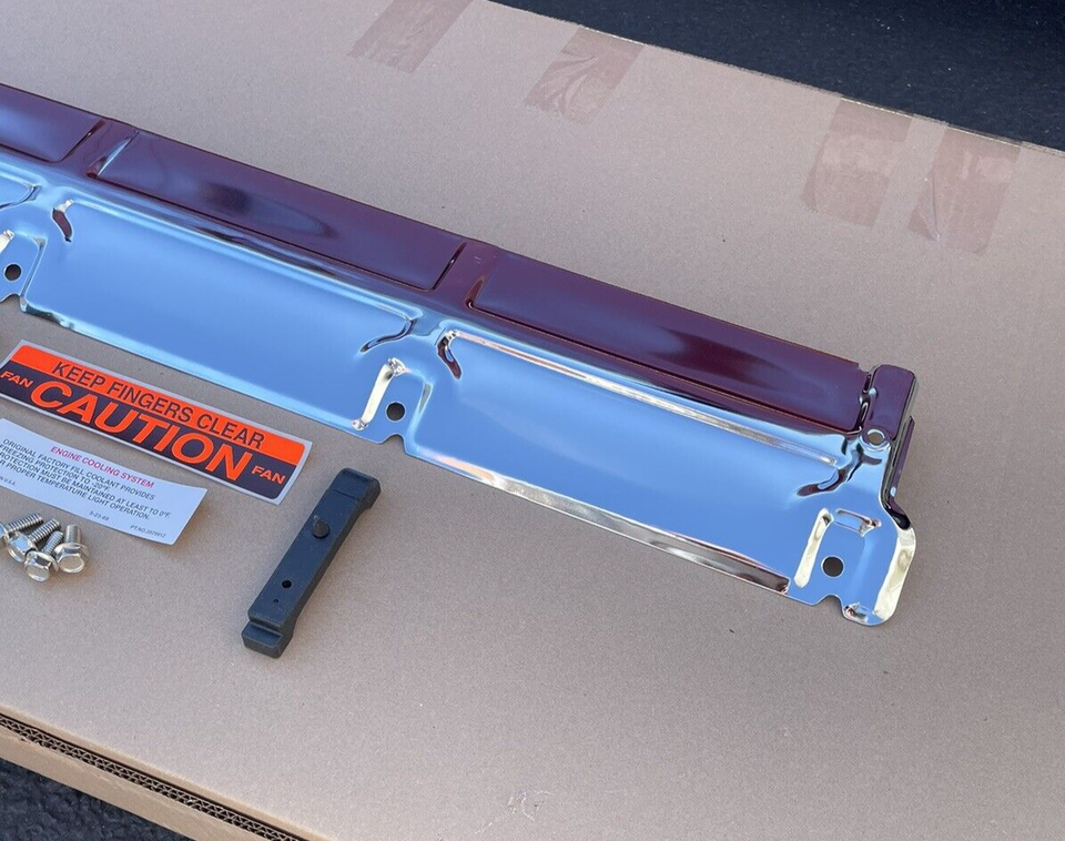 CHROME 68-77 Chevelle Radiator Top Panel Support repro + 2 decals ...