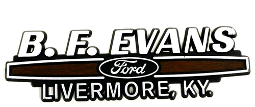 vintage bf evans ford livermore Kentucky car dealer emblem script badge ...