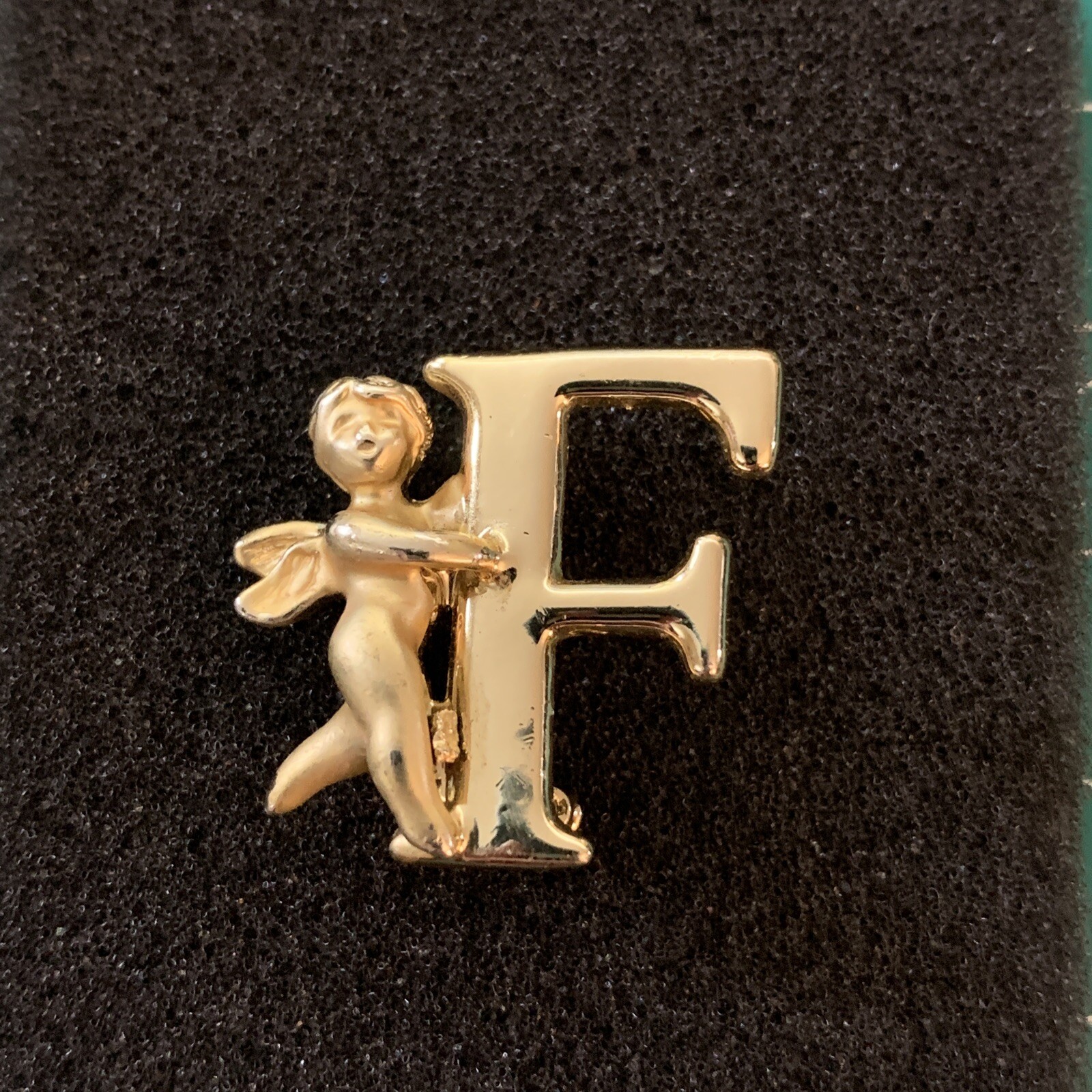 Vintage Letter F brooch Guardian angel brooch gold To… - Gem