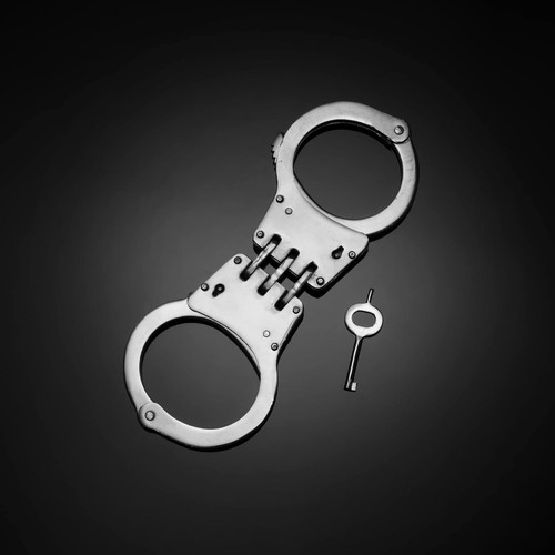 double lock handcuffs Standard hand Size professional handcuffs silver ...