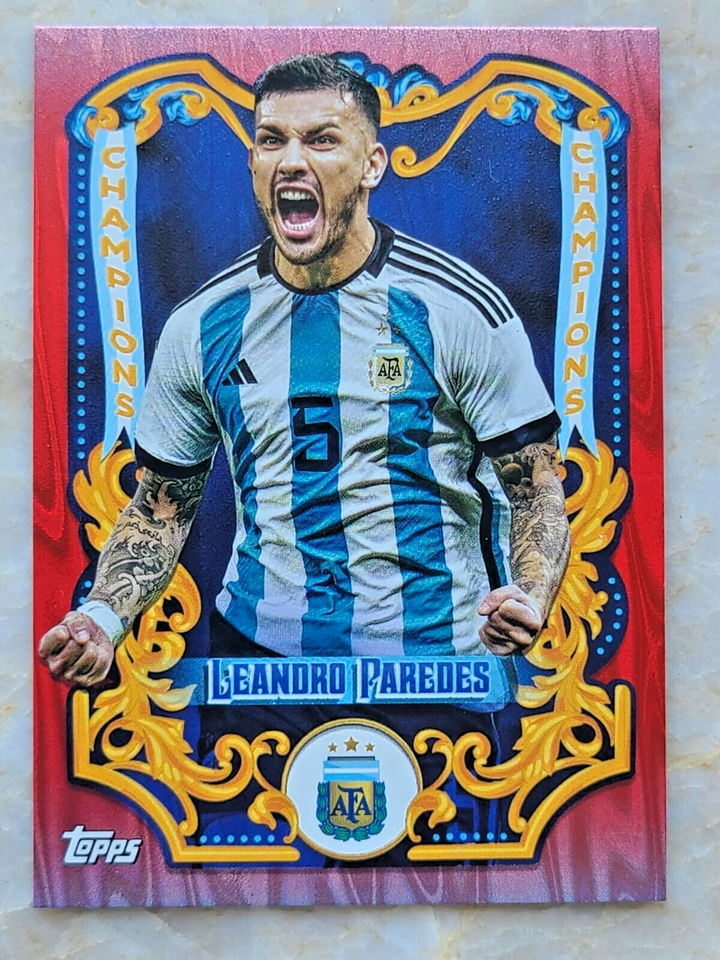 2023 Topps Argentina Fileteado Leandro Paredes RED 4/5 Champions SSP # ...