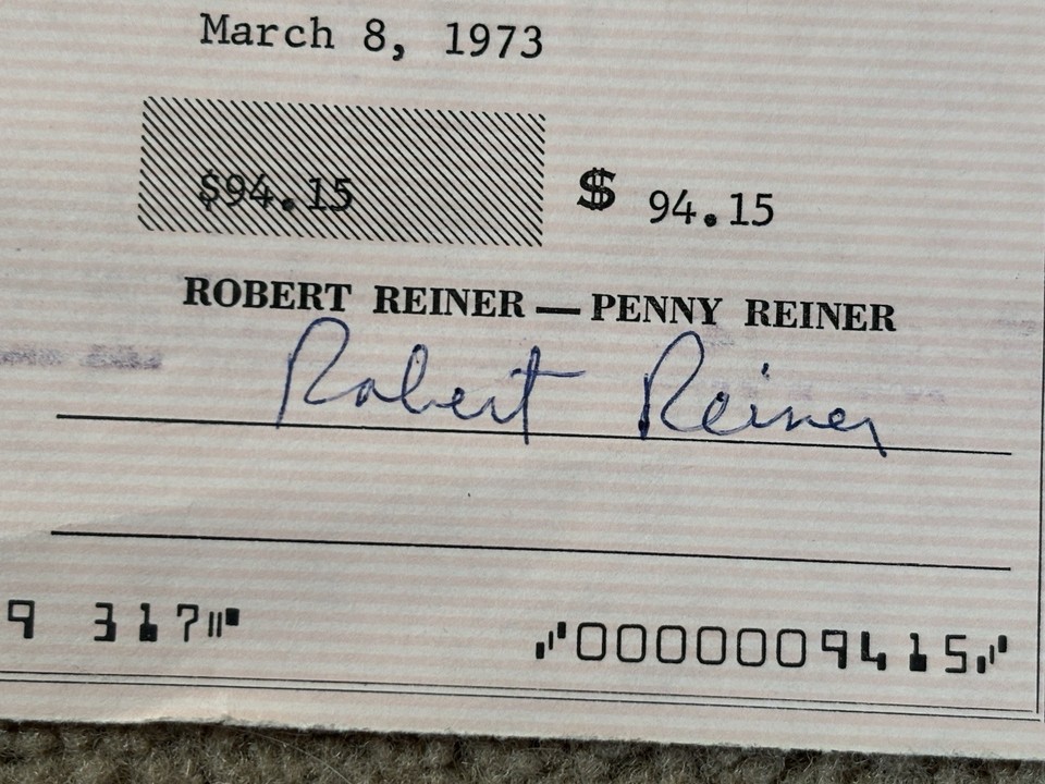 Rob Reiner Signed Early Autographed Bank Check Penny Marshall Era. | eBay