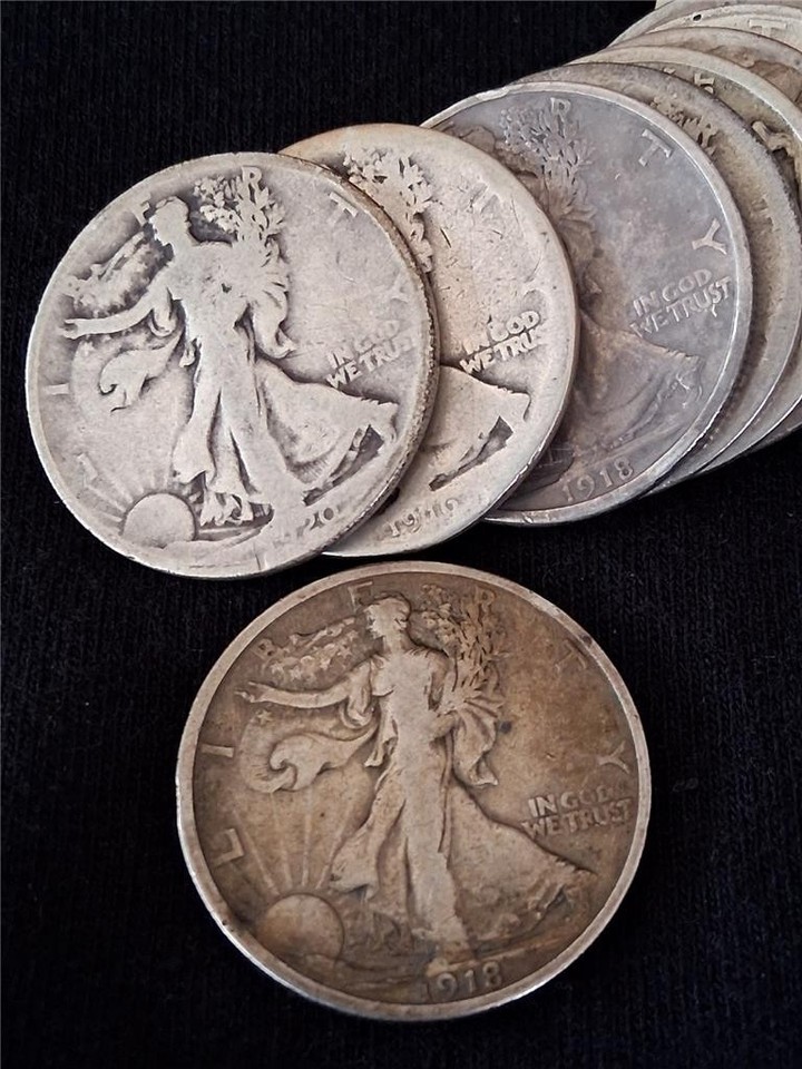 Partial Roll of x17 CIRC. WALKING LIBERTY MIXED DATES SILVER #MF-5668 ...