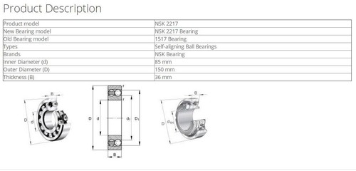 1PC NSK 2217 Self-Aligning Ball Bearings 85x150x36mm | eBay
