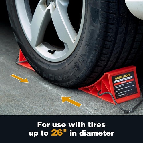 4 Pack Heavy Duty Wheel Chocks with Rope for Easy Removal | Redn-Slip ...