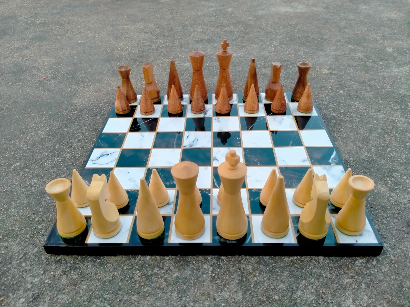 12''Inch Best Laminated Flat Chess Board Set with Wooden Pony Chess ...