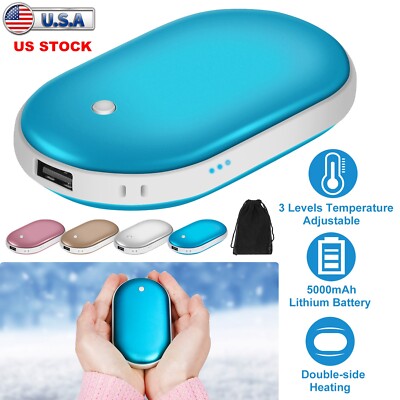 Rechargeable Hand Warmer 5000mAh USB Heater Power Bank Electric Pocket ...